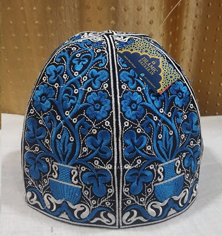 zohaib ashrafi Blue Turki Topi Islamic Bazaar Cap House
